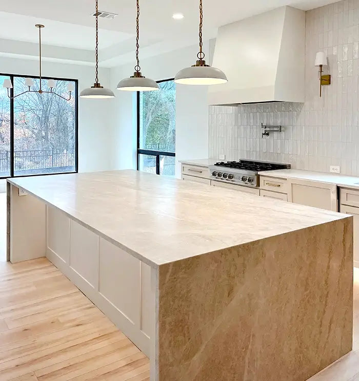 Taj Mahal Leathered Quartzite Countertop Project in Rowlett, TX ...